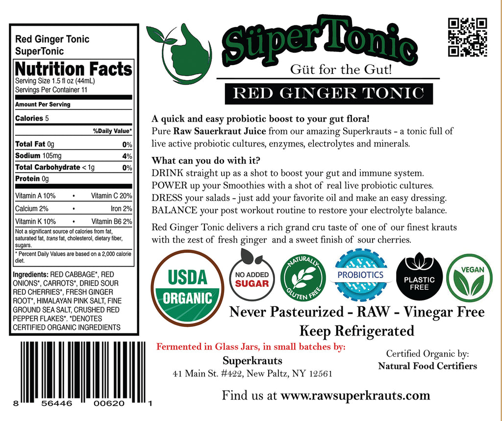 Red Ginger Tonic - 16oz (11 Servings) – Superkrauts